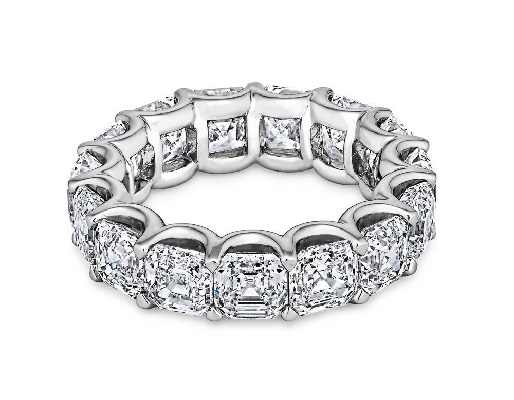 Extraordinary Asscher Cut Diamond Platinum Eternity Band For Sale at ...