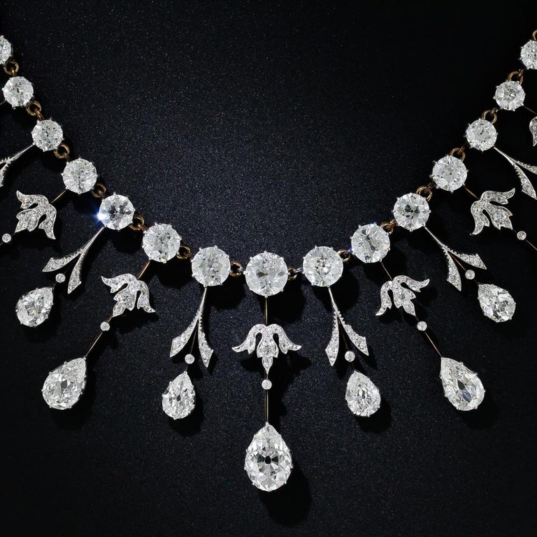 Extraordinary Edwardian Diamond Fringe Necklace For Sale at 1stDibs