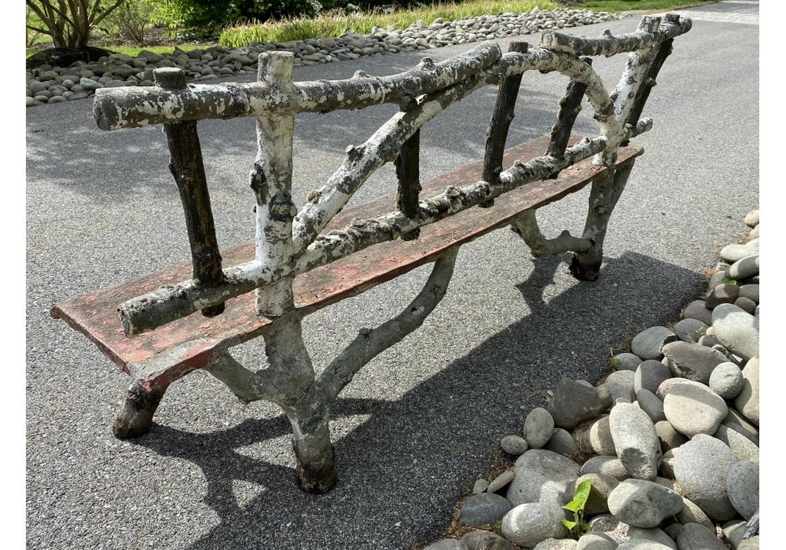 Extraordinary Faux Bois Cement Garden Bench at 1stDibs