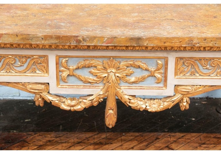 Extraordinary French Style Carved, Gilt And Paint Decorated Console For ...