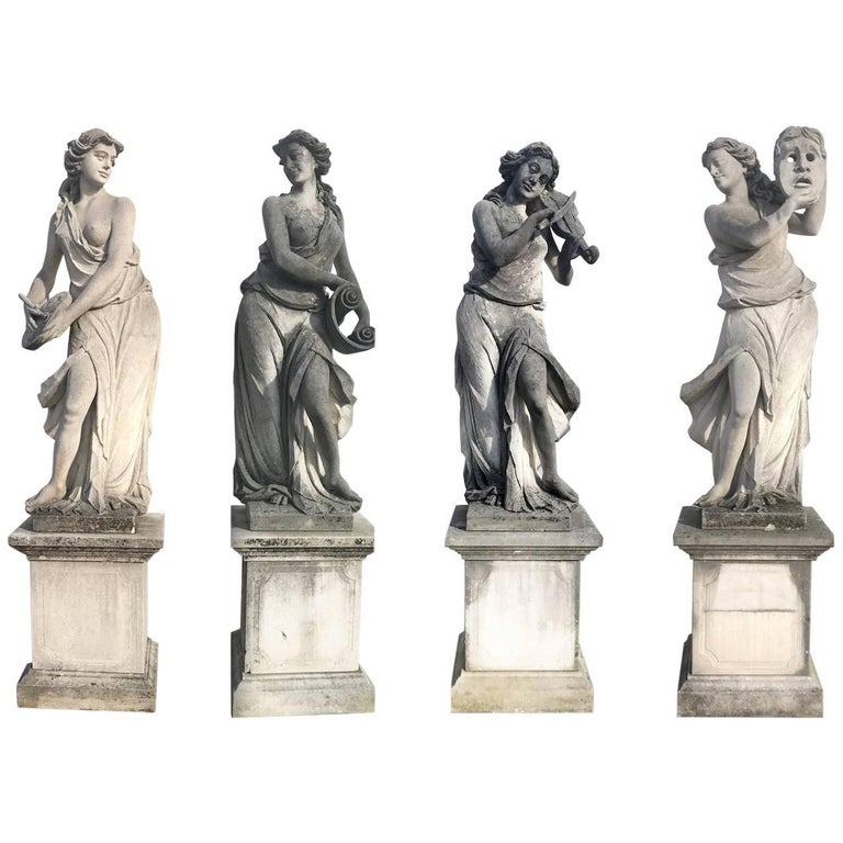 Extraordinary Hand-Carved Stone Statues, Set of Four For Sale at 1stDibs