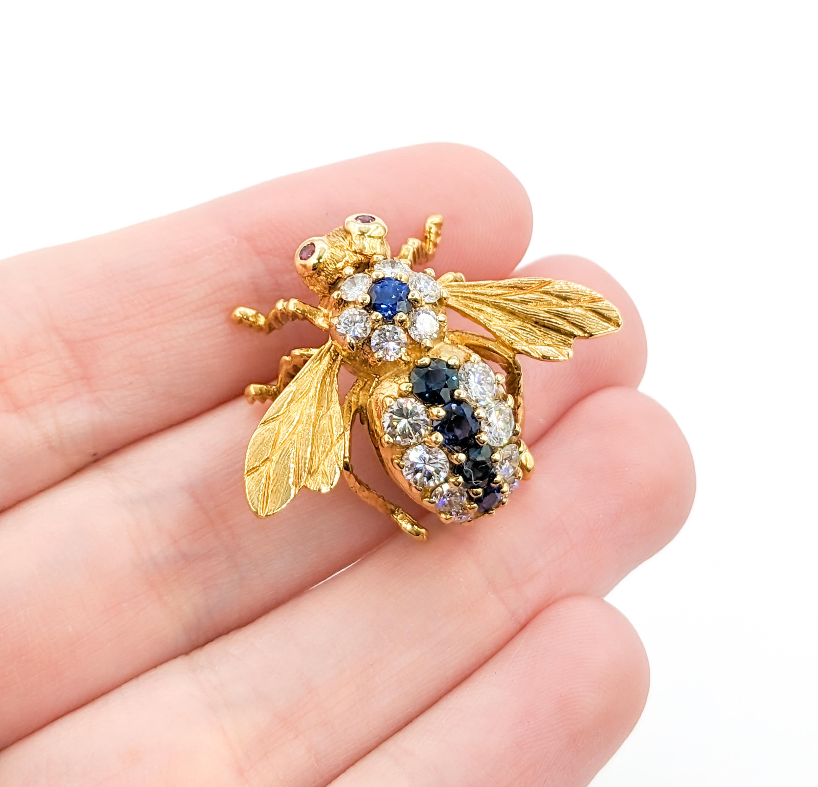 Extraordinary Herbert Rosenthal Bee Sapphire and Diamond Pin Brooch 18K ...