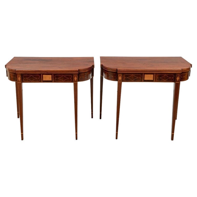 Extraordinary Pair of Fine Period Federal Inlaid Mahogany Console ...
