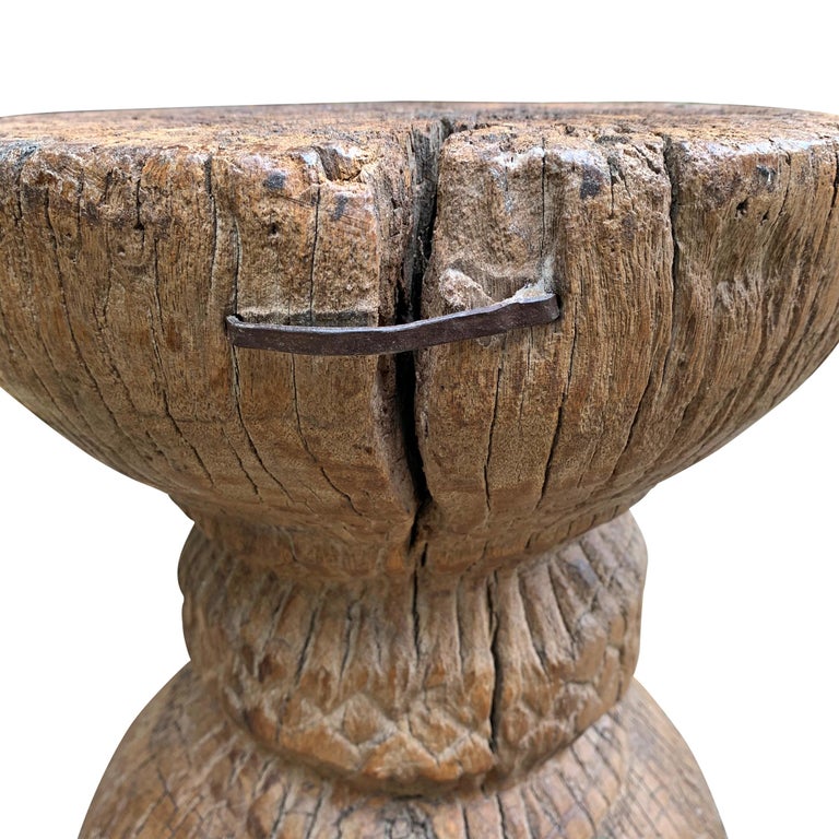 Extraordinary Primitive Carved Wood Stool at 1stDibs