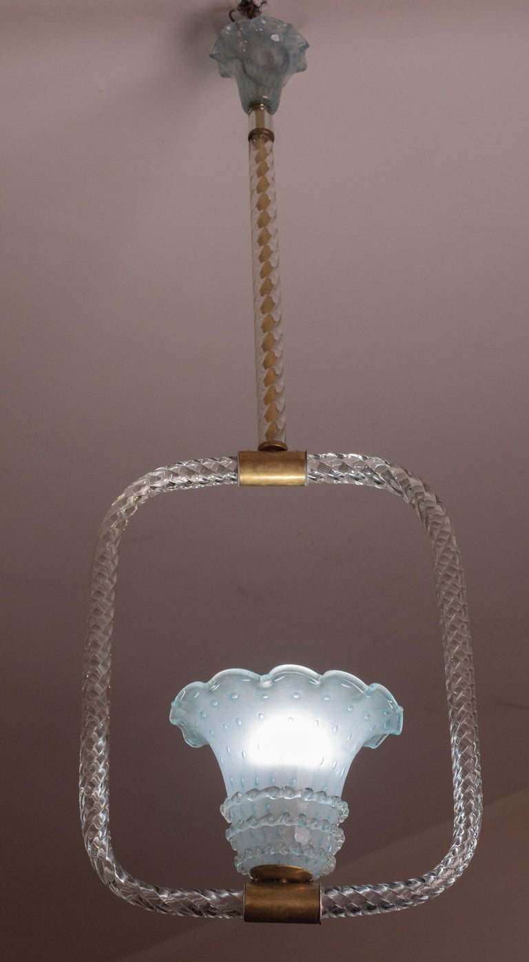 Extraordinary Rare Blu Vintage Murano Pendant Light, "Bullicante Glass ...
