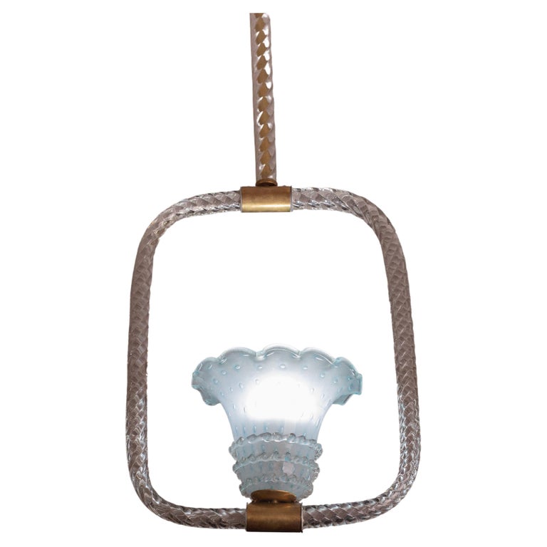 Extraordinary Rare Blu Vintage Murano Pendant Light, "Bullicante Glass ...