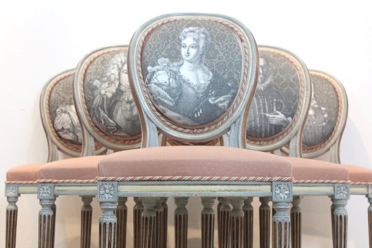 Extraordinary Set of Six Jacques Grange Louis XVI Chairs at 1stDibs
