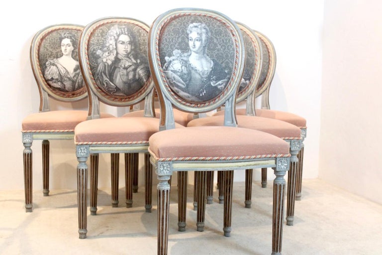 Extraordinary Set of Six Jacques Grange Louis XVI Chairs For Sale at ...