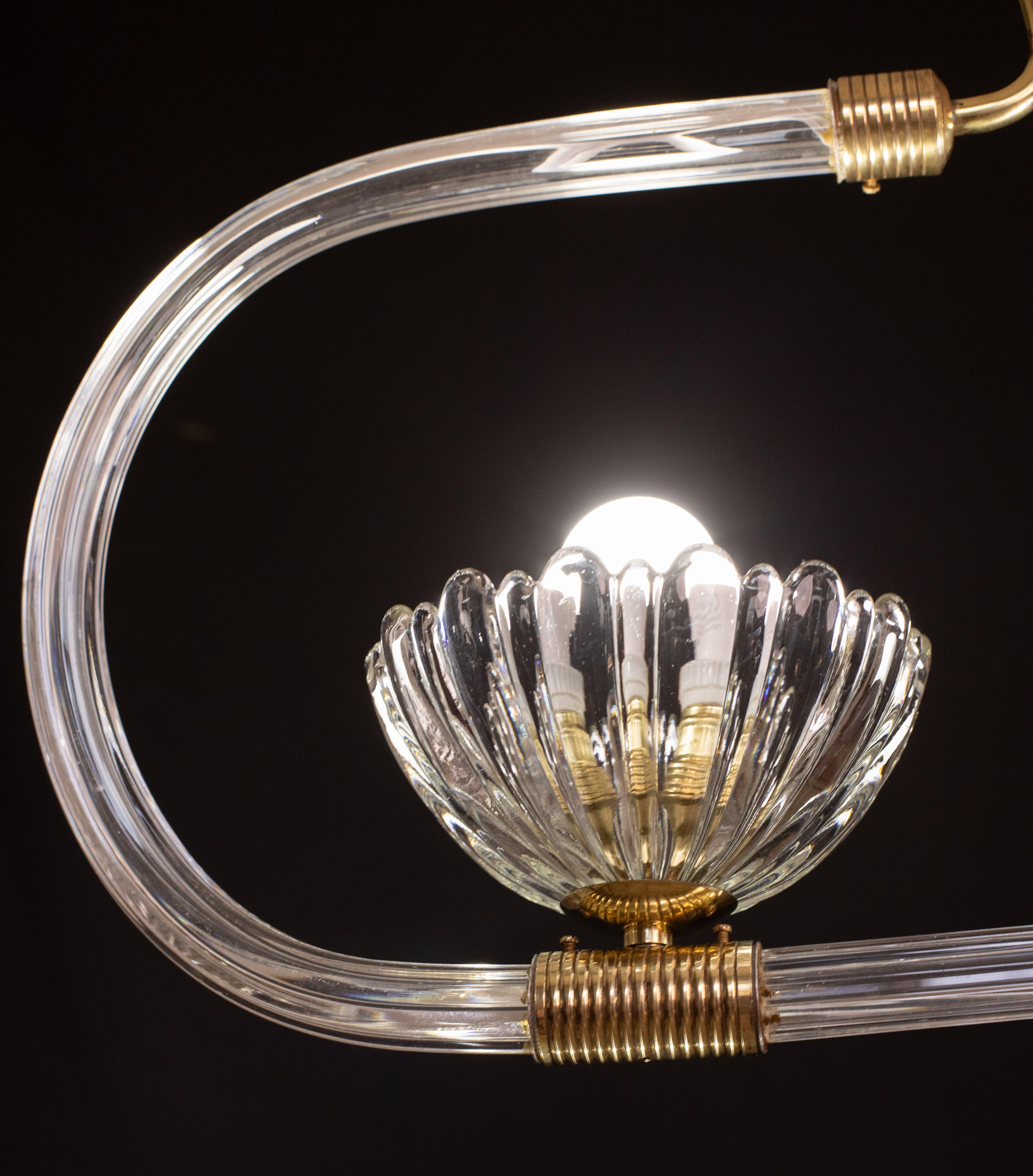Extraordinary two-cup Art Deco chandelier by Barovier and Toso, 1940s ...
