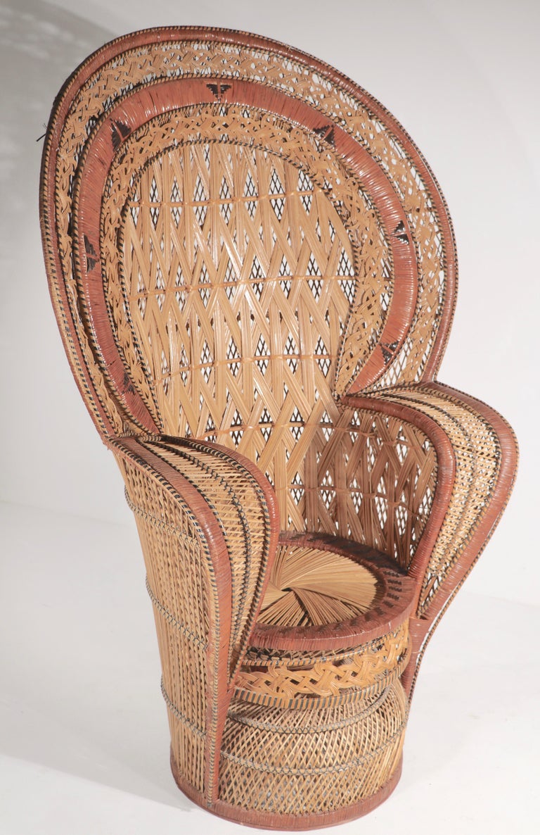 Extraordinary Wicker Fan Back Emanuelle Peacock Chair at 1stDibs