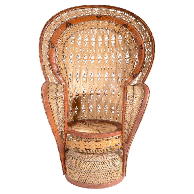 Extraordinary Wicker Fan Back Emanuelle Peacock Chair at 1stDibs