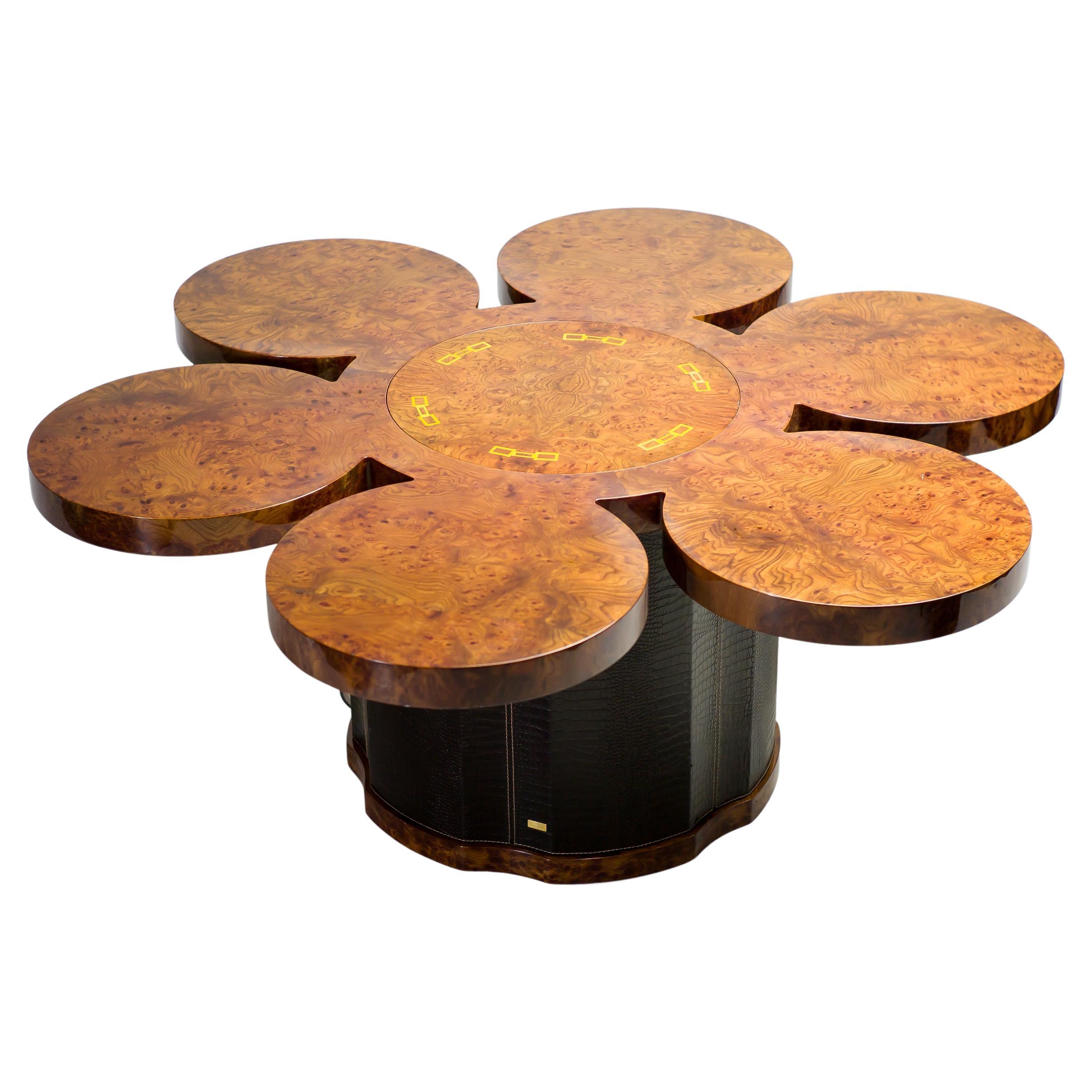 Extravagant Formitalia Burl Walnut and Leather Dry Bar Table For Sale ...