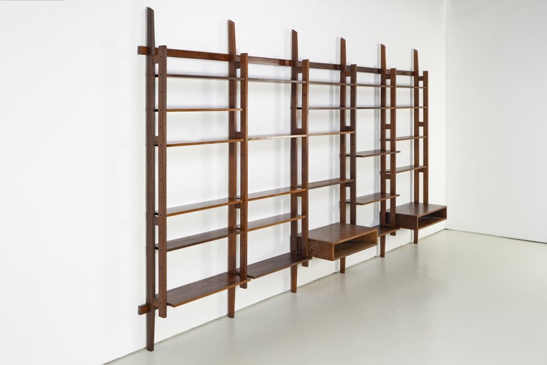 Extravagant Mid-Century Bookcase, Large Wall Unit 1960s, Wenge at ...