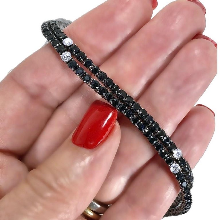 Extremely Dark Blue Sapphire and Diamond Choker Ideal for Every Day ...