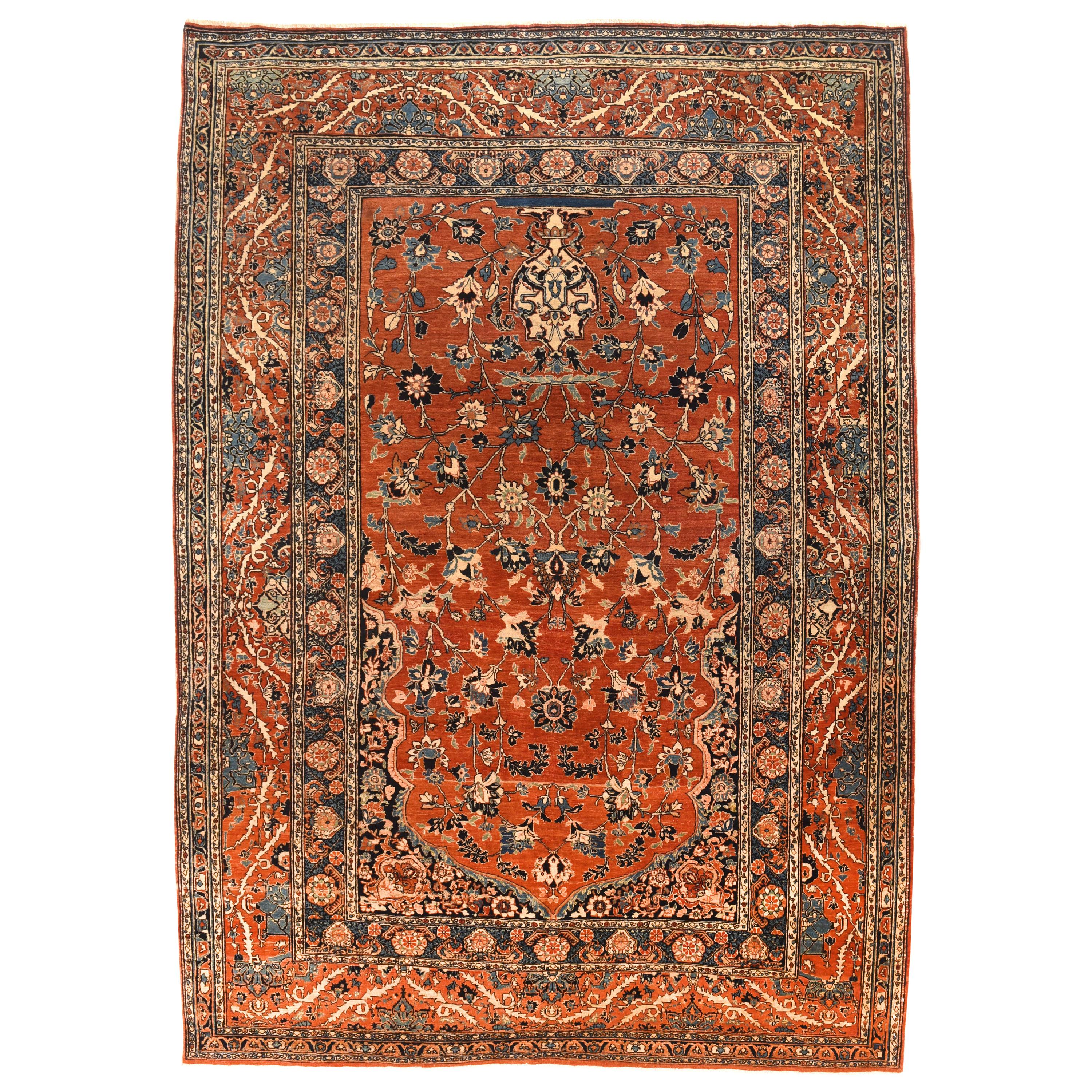 Antique Silk Tabriz Persian Rug at 1stDibs