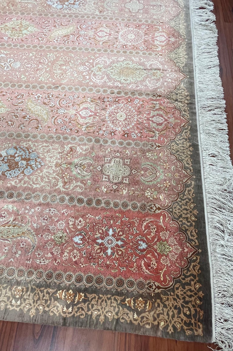 Extremely Fine Silk Persian Qum Rug/Carpet For Sale at 1stDibs