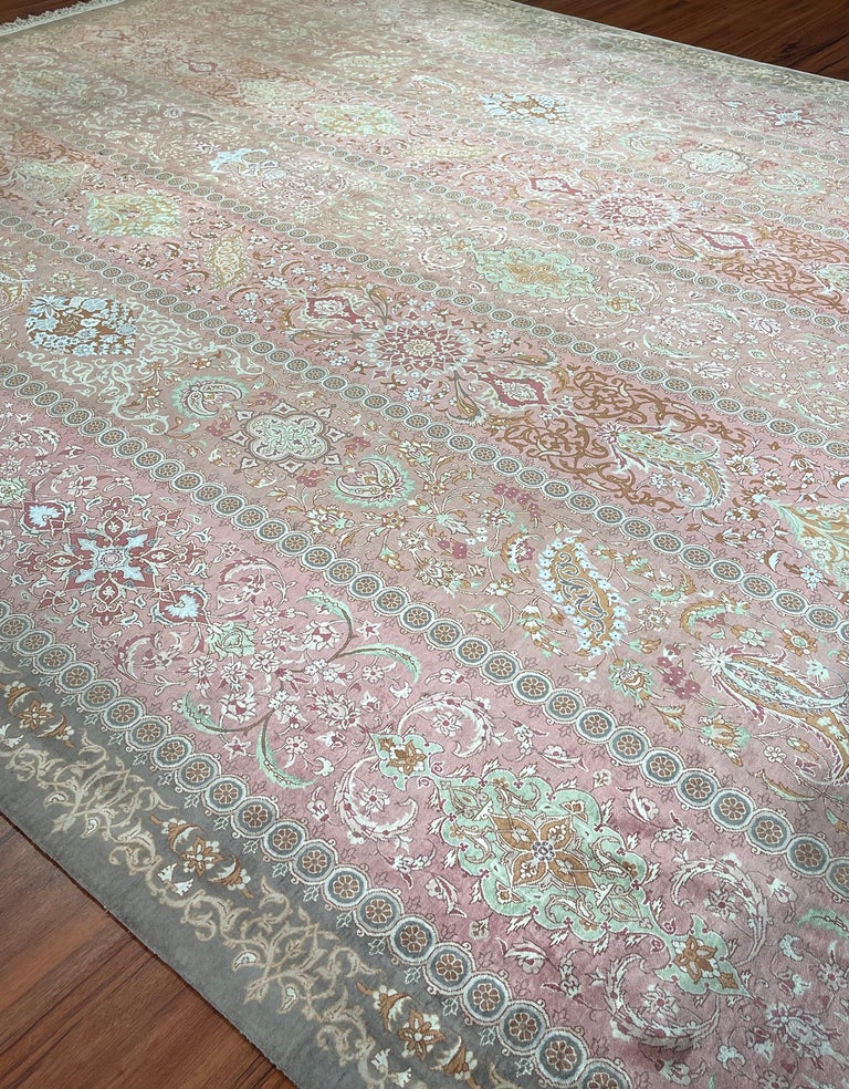 Extremely Fine Silk Persian Qum Rug/Carpet For Sale at 1stDibs