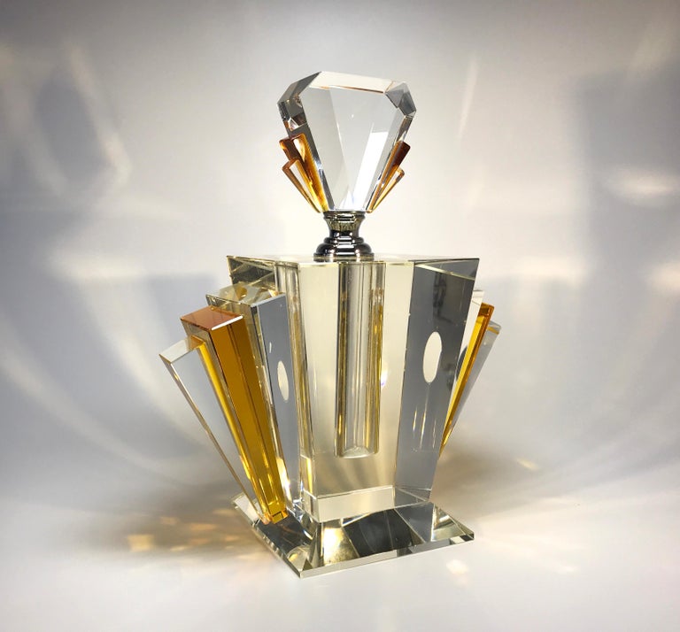 Extremely Large and Exquisite, Art Deco Amber Crystal Perfume Bottle ...