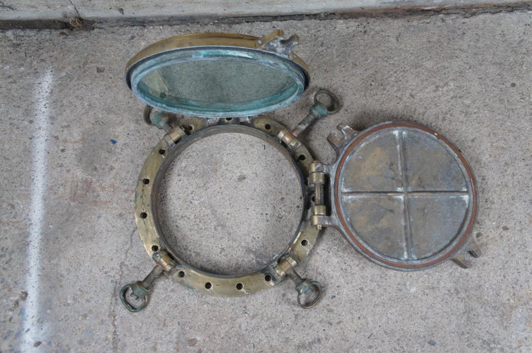 Extremely Rare Antique Solid Brass Maritime Ships Porthole Storm Cover ...