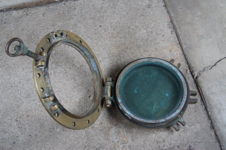 Extremely Rare Antique Solid Brass Maritime Ships Porthole Storm Cover ...