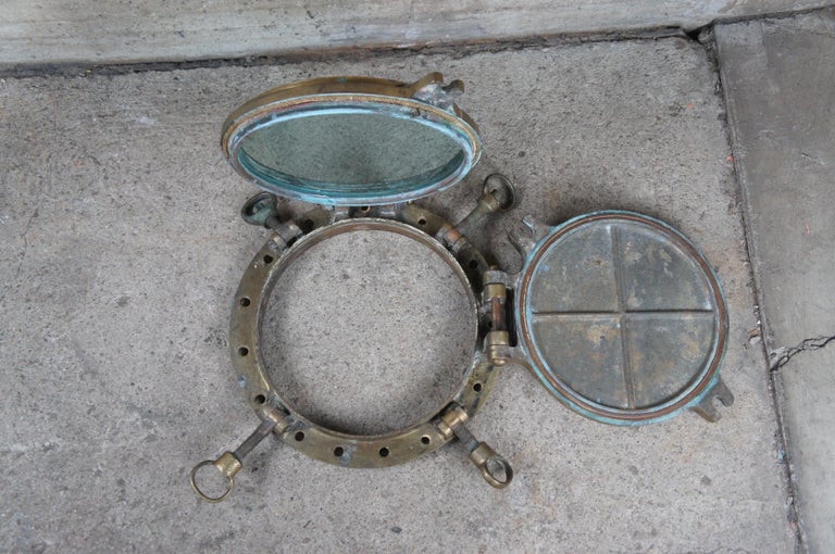 Extremely Rare Antique Solid Brass Maritime Ships Porthole Storm Cover ...