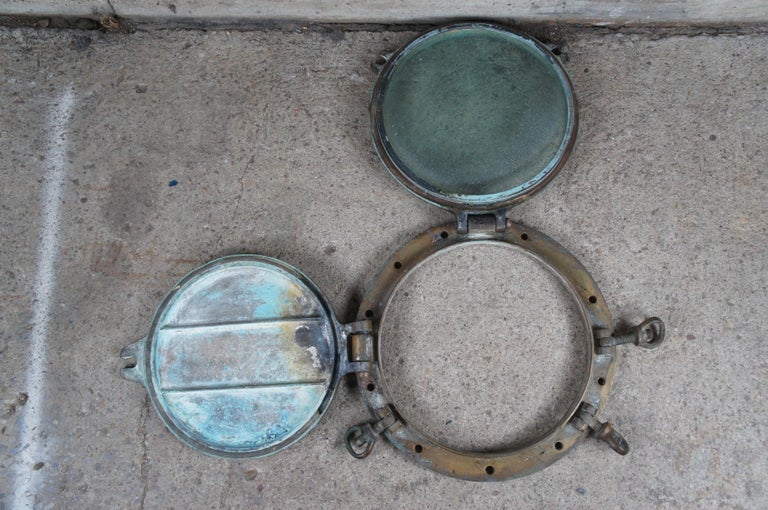 Extremely Rare Antique Solid Brass Maritime Ships Porthole Storm Cover ...