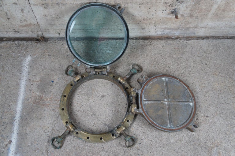 Extremely Rare Antique Solid Brass Maritime Ships Porthole Storm Cover ...