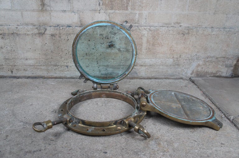 Extremely Rare Antique Solid Brass Maritime Ships Porthole Storm Cover ...