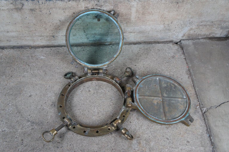 Extremely Rare Antique Solid Brass Maritime Ships Porthole Storm Cover ...