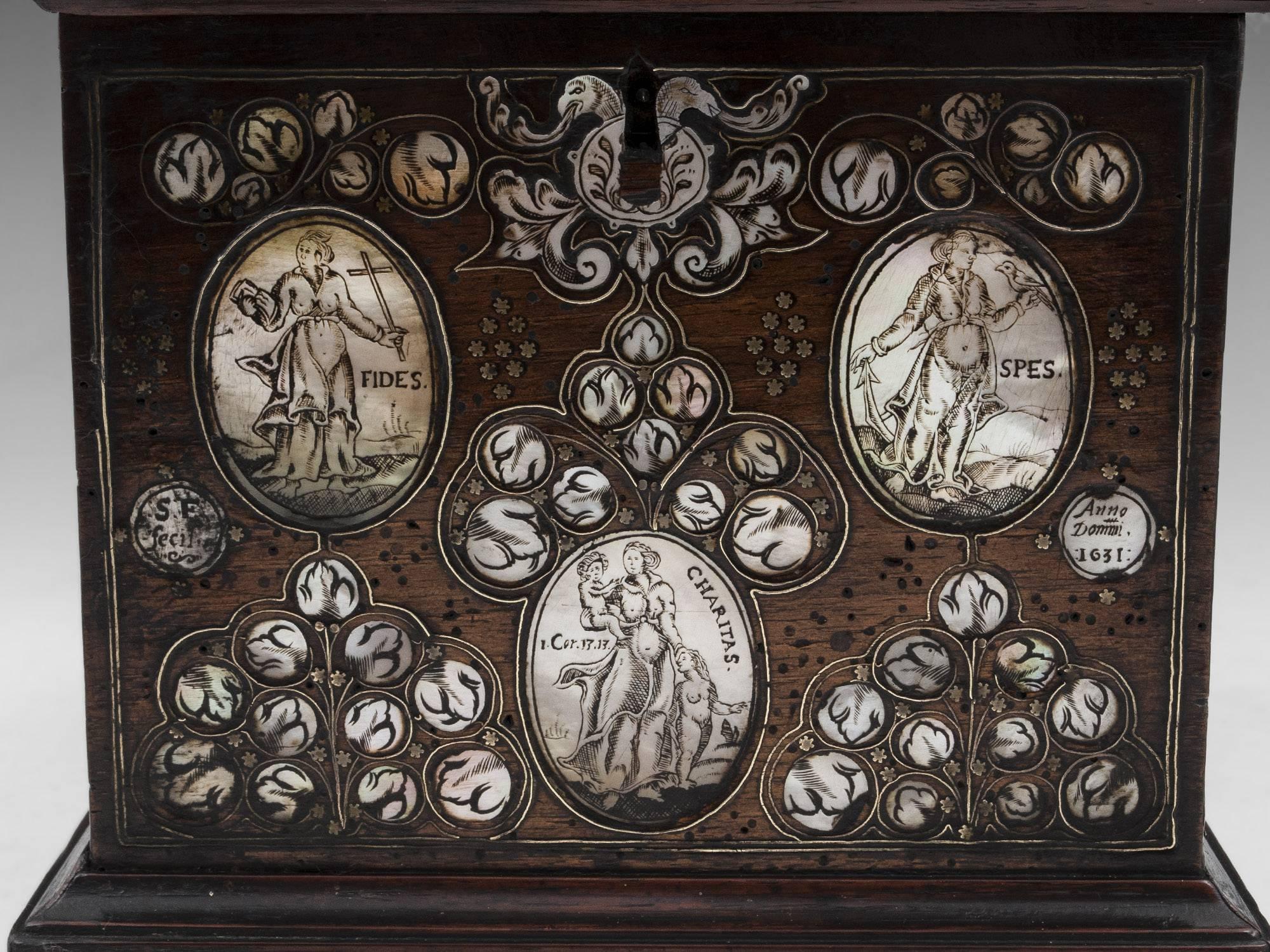 Extremely Rare Continental Antique Walnut Tea Chest 17th Century at 1stDibs
