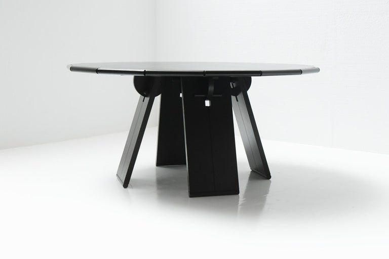 Extremely Rare La Loggia Table Black Wood/Leather by Mario Bellini for ...