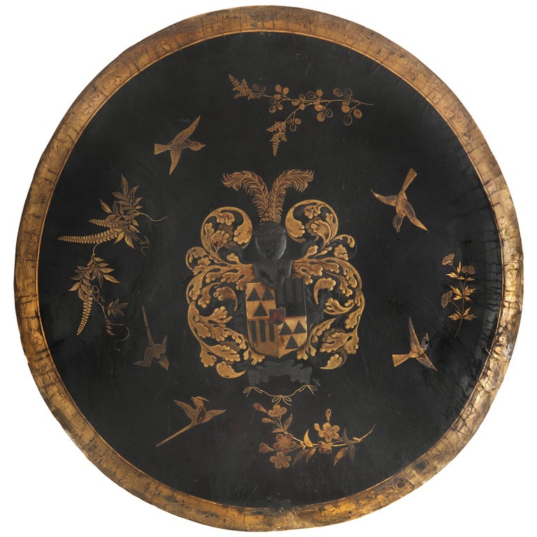 Extremely Rare Japanese Dutch Colonial Export Lacquer Shield with Coat ...