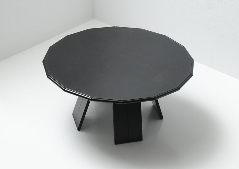Extremely Rare La Loggia Table Black Wood/Leather by Mario Bellini for ...
