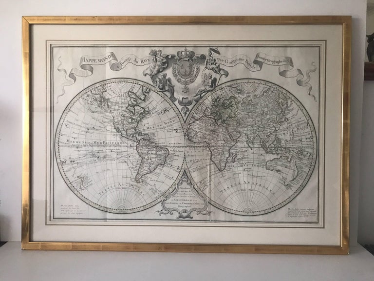 Extremely Rare Mappemonde a l'usage World Map Delisle, Guillaume Buache, 1730 For Sale at 1stDibs