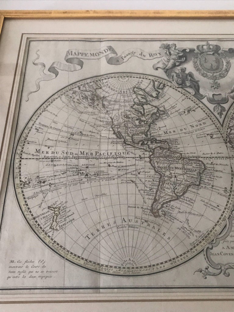 Extremely Rare Mappemonde a l'usage World Map Delisle, Guillaume Buache, 1730 For Sale at 1stDibs