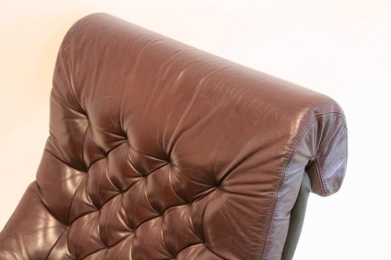 Extremely Rare Noboru Nakamura Bore Leather Lounge Chair with Footstool ...