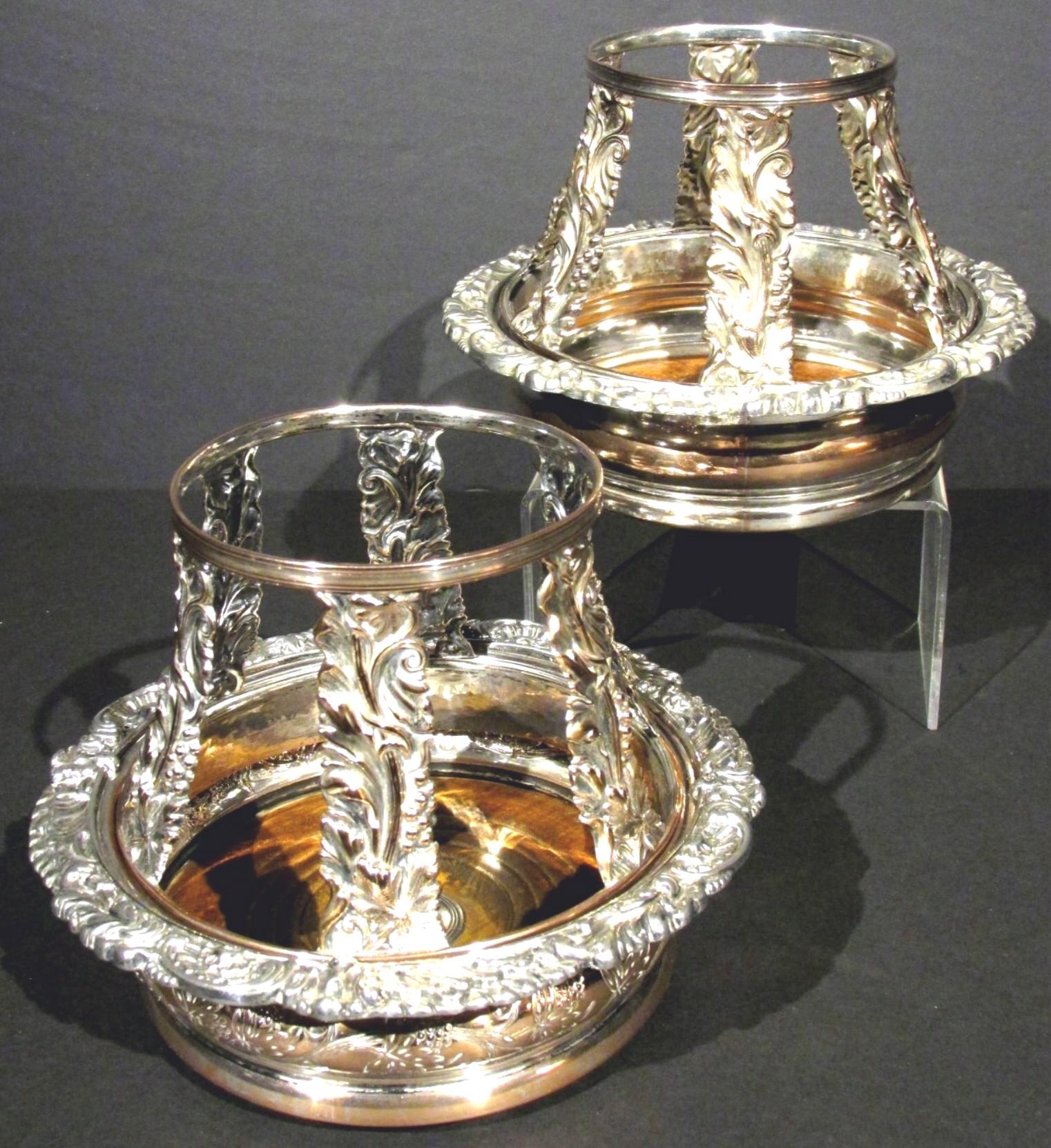 Extremely Rare Pair of Old Sheffield Plate Wine Bottle Stabilizers ...