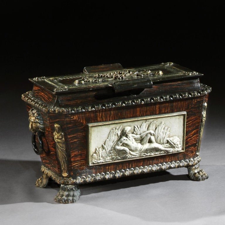 Extremely Rare Pair of Regency Cast-Iron Sarcophagus Shaped Strong ...