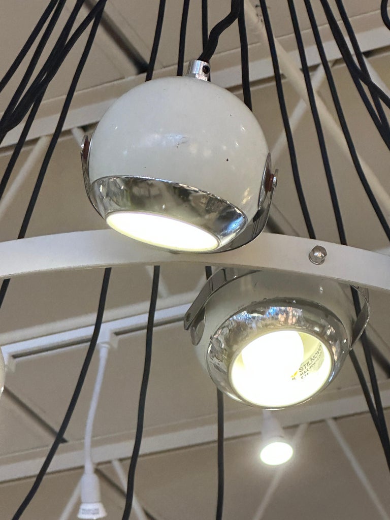 Extremely Rare Stilnovo Articulating Globe 18-Light Chandelier For Sale ...