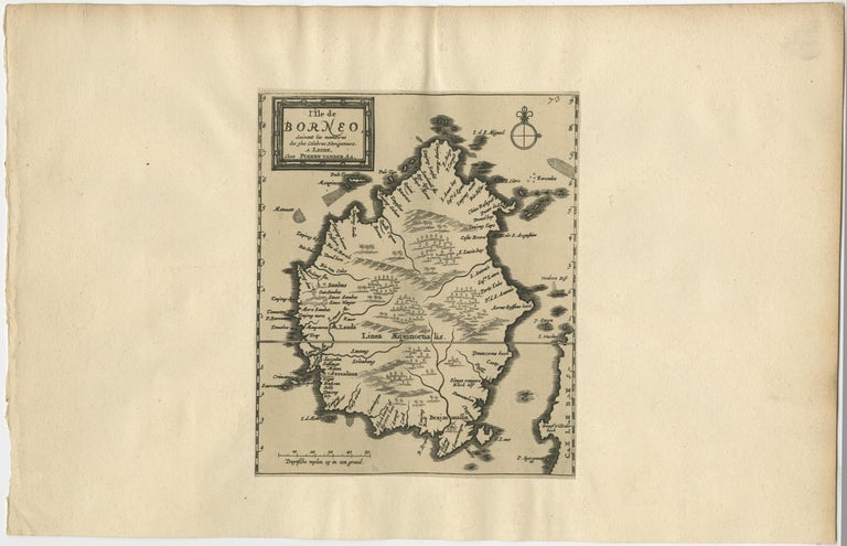 Extremely Scarce Antique Map of The Island of Borneo, Indonesia, c ...