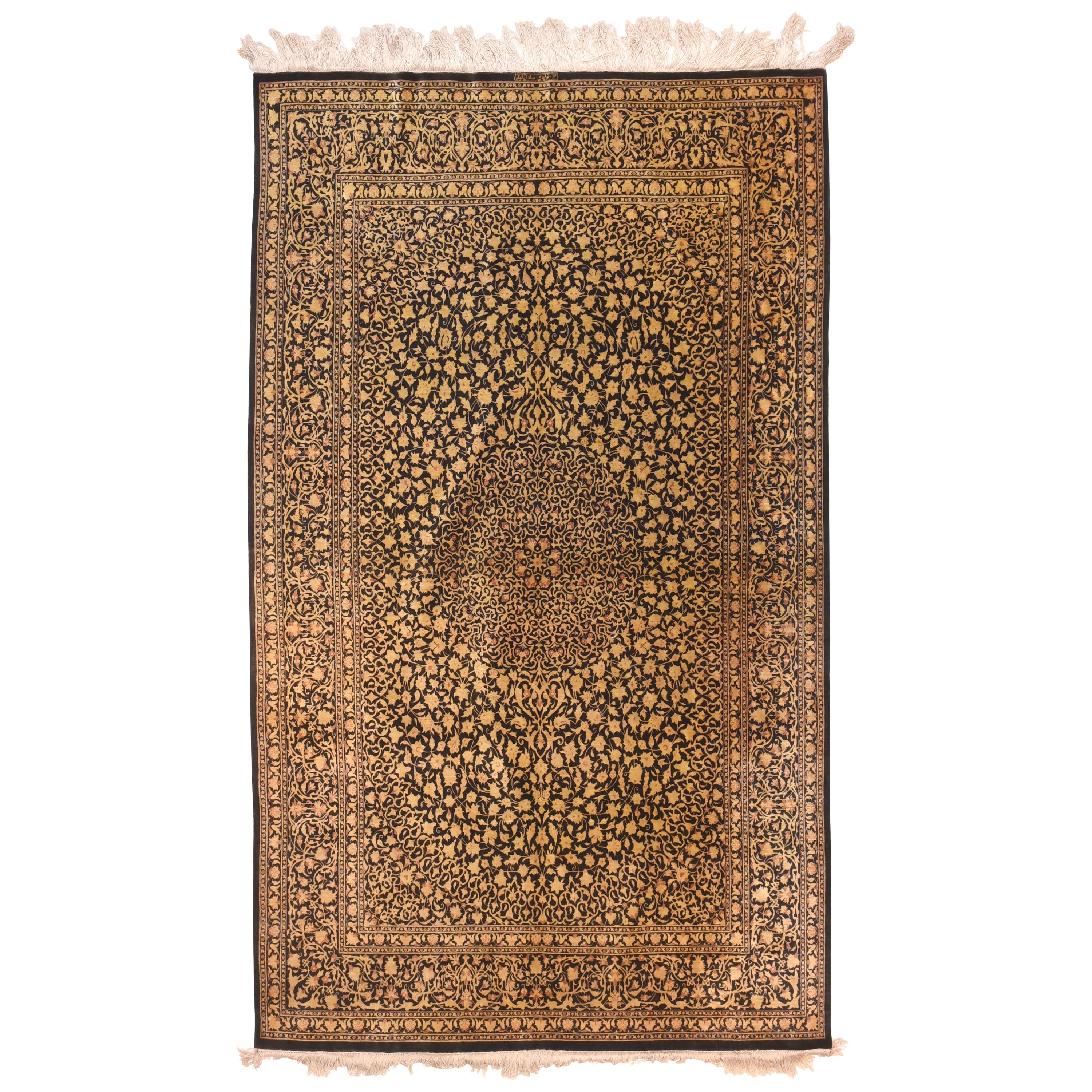 Pure Silk Hand Knotted Persian Area Rug For Sale at 1stDibs