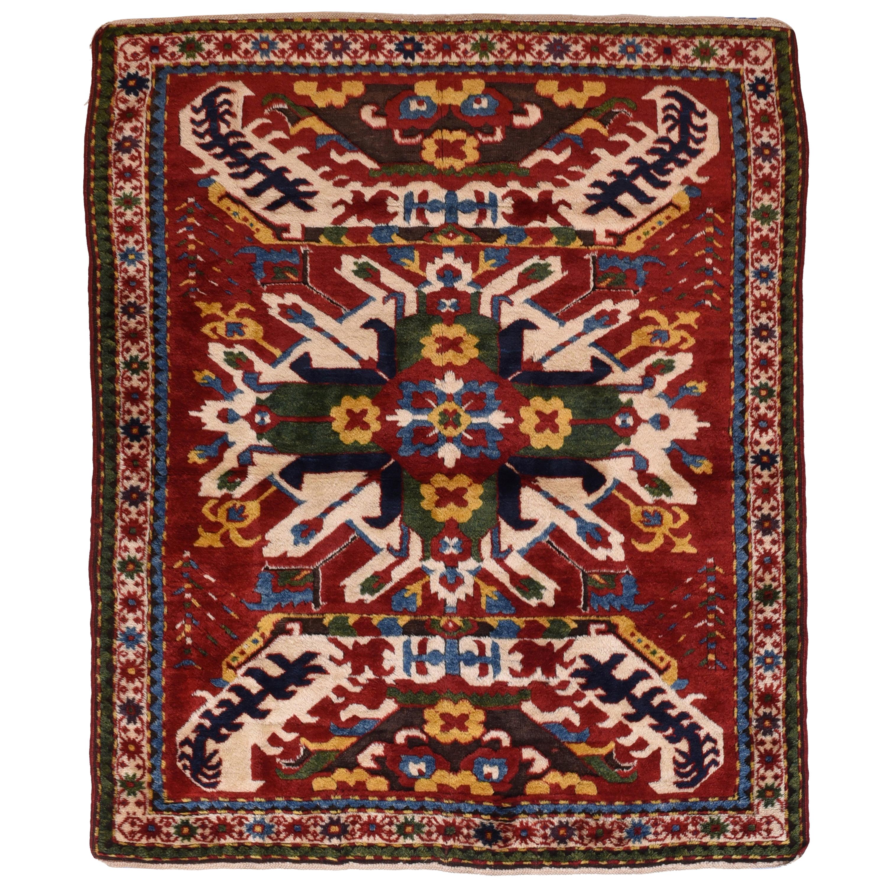 Extremely Fine Antique Kazak Caucasian Russian Rug, Hand Knotted at 1stDibs