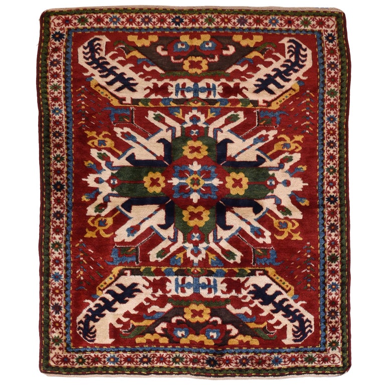 Extremely Fine Antique Kazak Caucasian Russian Rug, Hand Knotted at 1stDibs