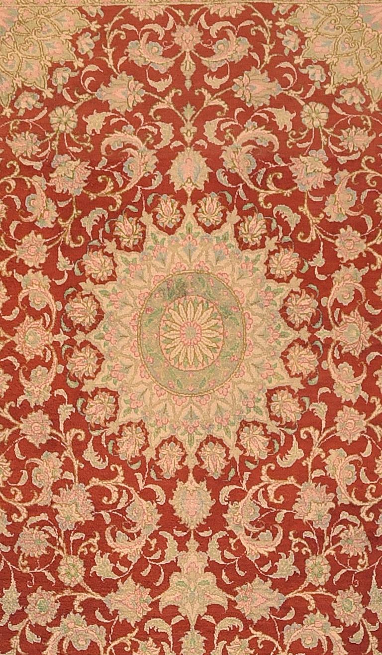 Extremely Fine Persian Silk Qum Long Rug For Sale at 1stDibs