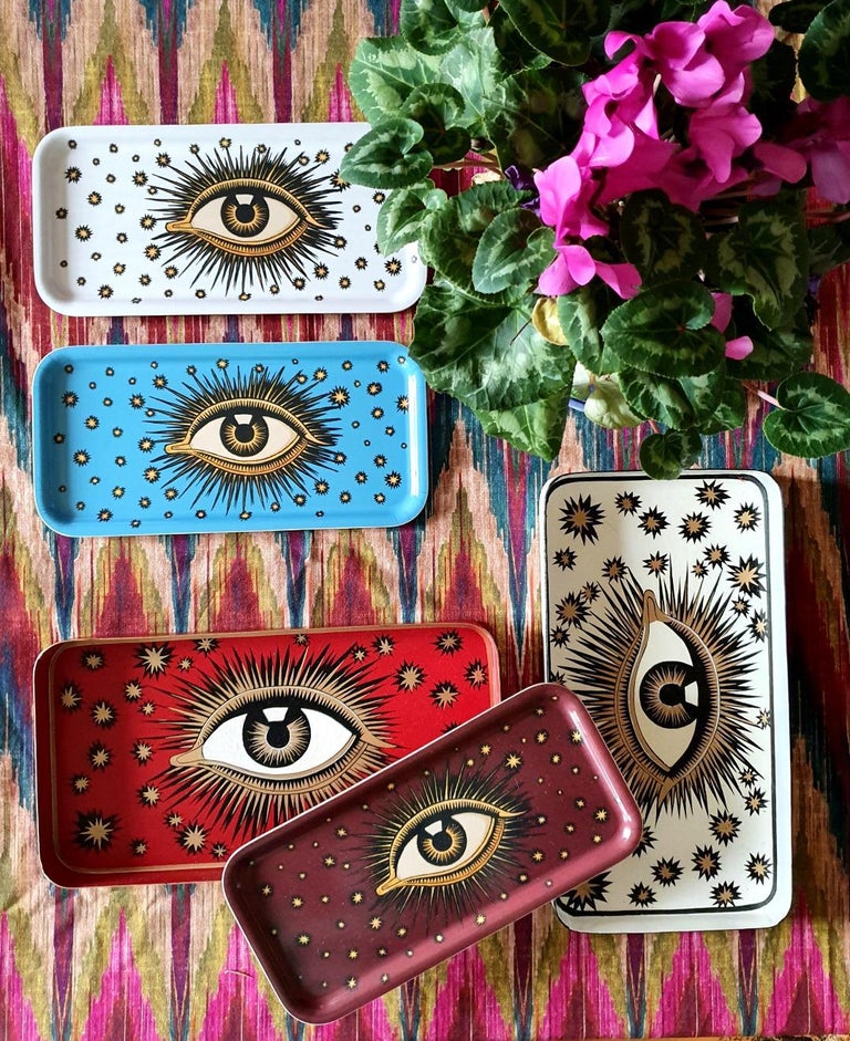 Eye Birchwood Serving Tray Sky For Sale at 1stDibs