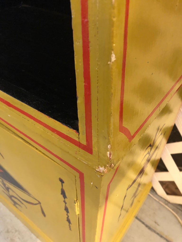 Eye-Catching Hand Painted Obelisk Shaped Book Shelf and Cabinet at 1stDibs