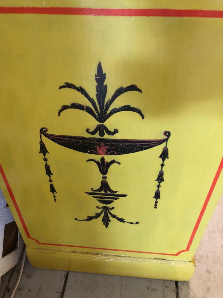 Eye-Catching Hand Painted Obelisk Shaped Book Shelf and Cabinet at 1stDibs