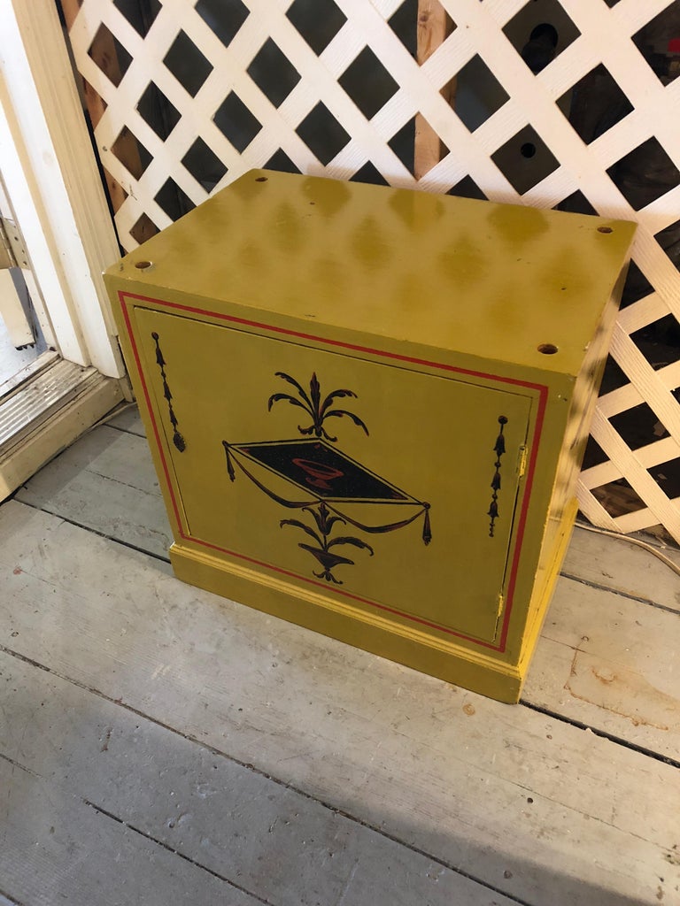 Eye-Catching Hand Painted Obelisk Shaped Book Shelf and Cabinet at 1stDibs