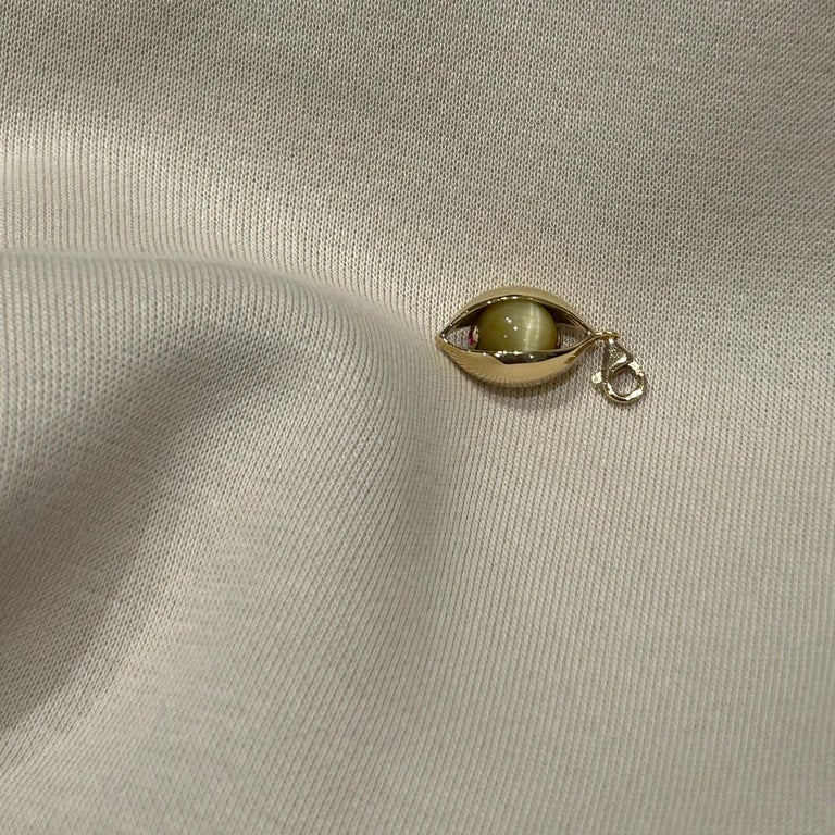 Eye Charm 18 Karat Yellow Gold Tigers Eye Ruby Diamond For Sale at 1stDibs