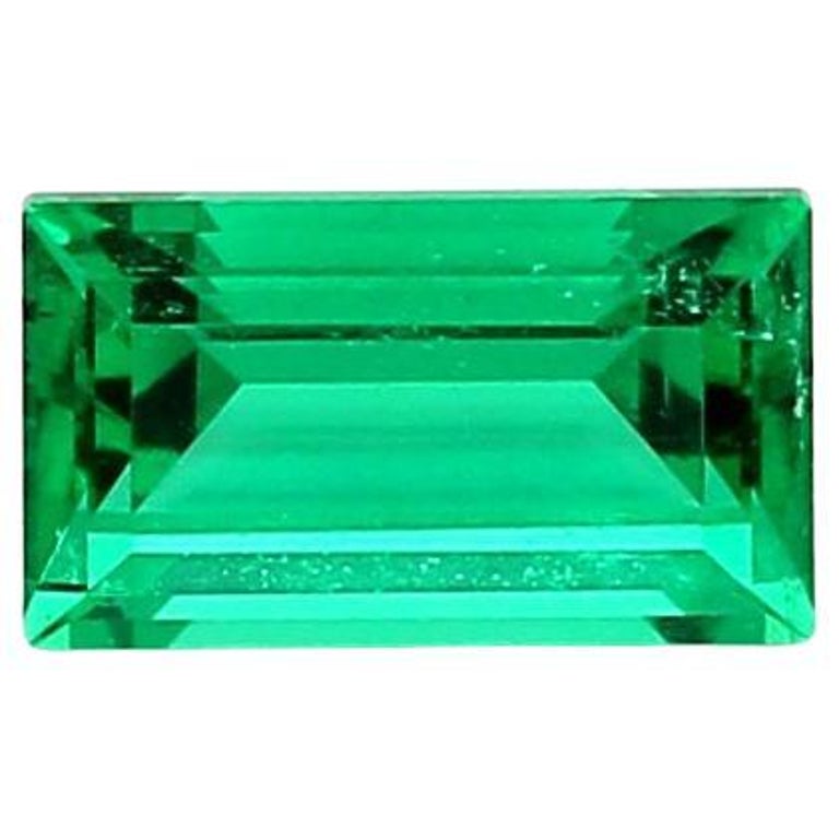 Eye-clean Vivid Green Baguette Shape Emerald Ring Gem 0.71 Carat For ...